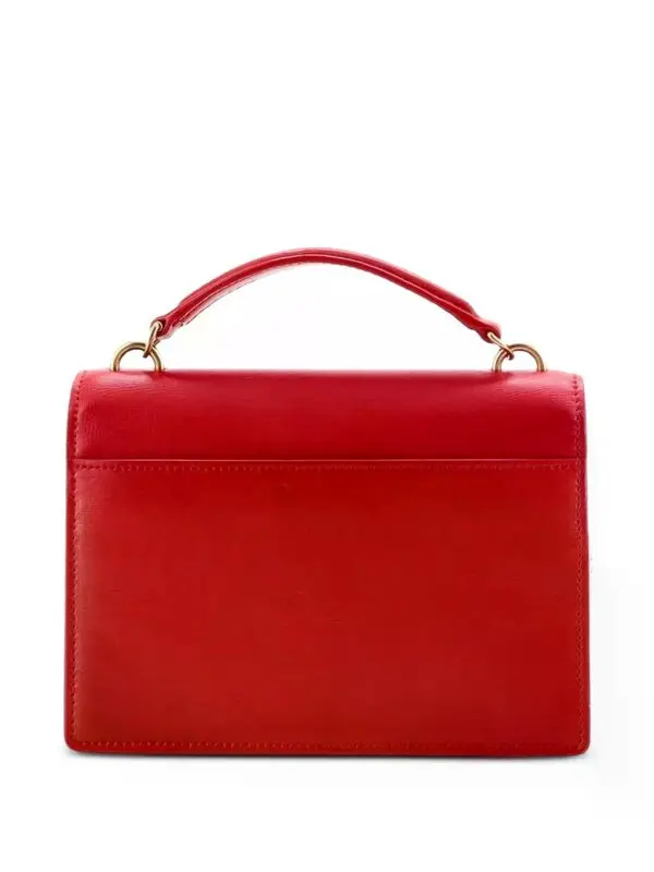 Saint Laurent Leather Top Handle Chain Wallet Crossbody Bag - Red
