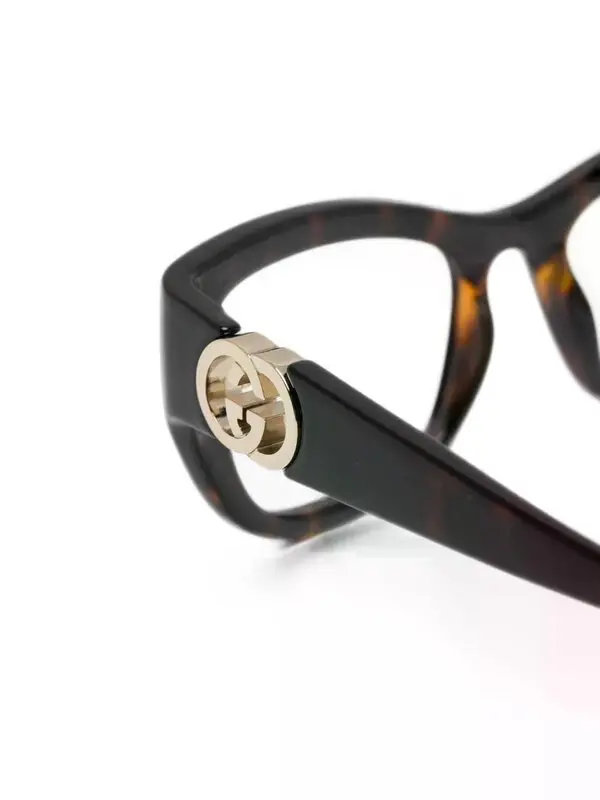 Gucci Tortoiseshell-effect Interlocking-logo Glasses