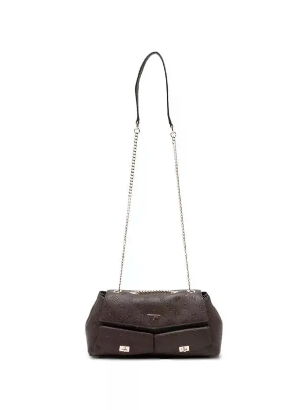 Guess Logo-embossed Chain-strap Shoulder Bag - Brown