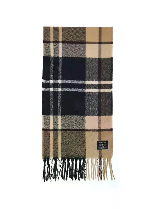 Barbour Yorklane Tartan Fringed Scarf - Neutrals