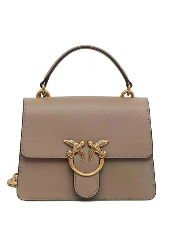 Pinko Mini Love Leather Handbag - Neutrals