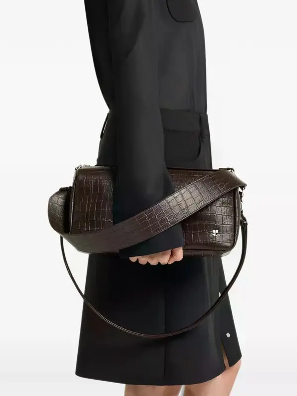 COURREGES Medium Three Sixty Croc-embossed Shoulder Bag