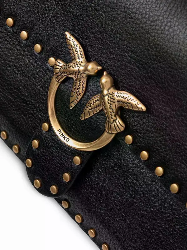 Pinko Love Birds-hardware Stud-embellished Leather Crossbody Bag