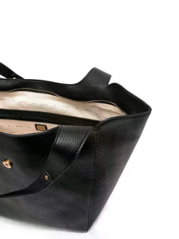 Guess Logo-plaque Pebbled-leather Tote Bag