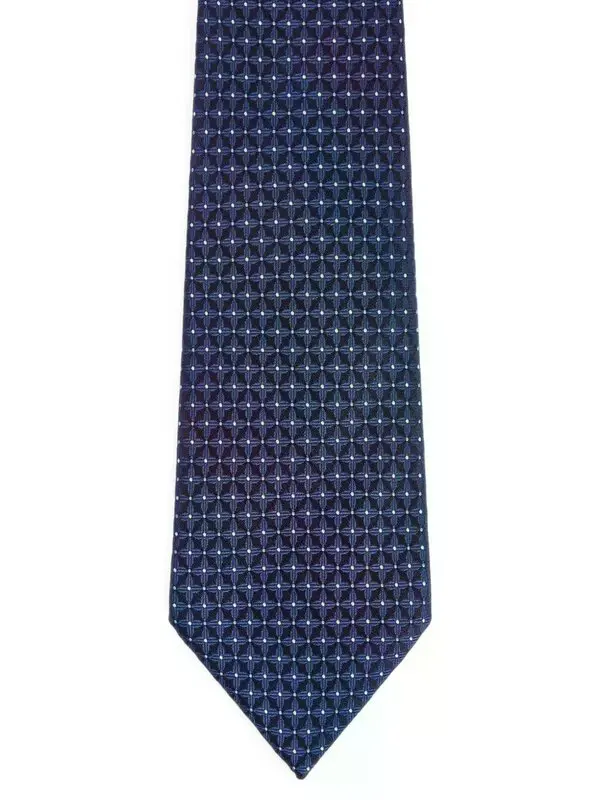 FURSAC Geometric-pattern Silk Tie - Blue