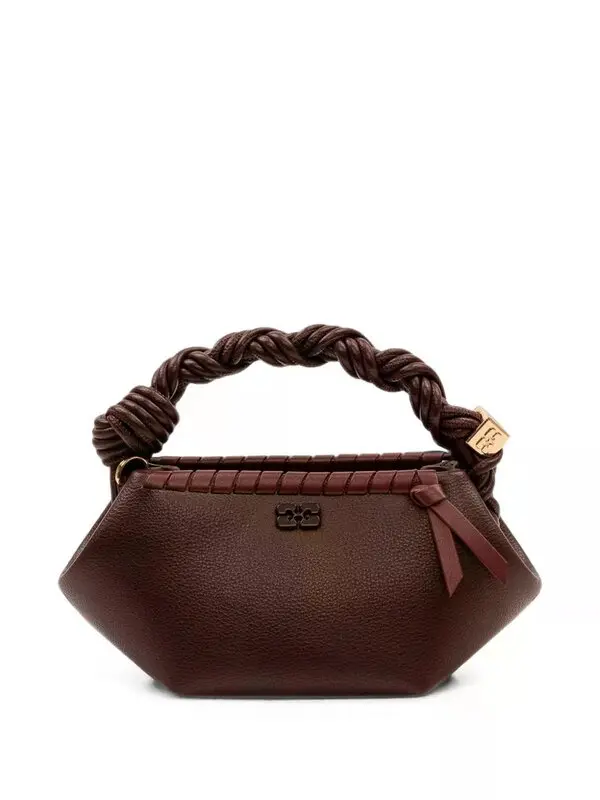 GANNI Mini Bou Braided Leather Tote Bag - Brown