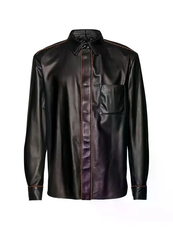 FERRAGAMO Contrast Stitch Leather Jacket