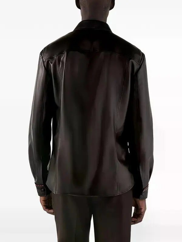 FERRAGAMO Contrast Stitch Leather Jacket