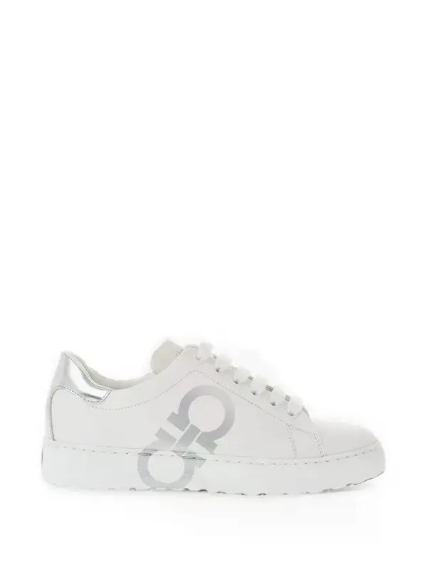 FERRAGAMO Gancini-print Leather Sneakers - White