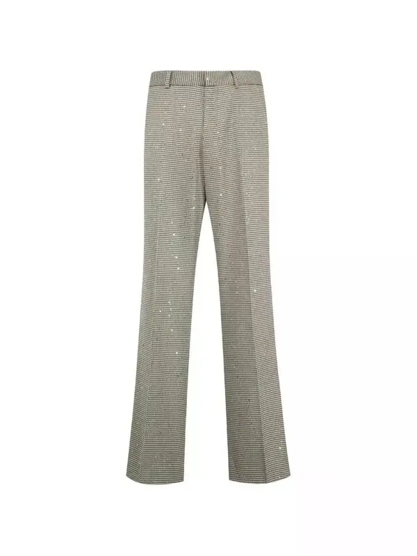 Amiri Sequin-embellished Houndstooth-pattern Trousers - Neutrals