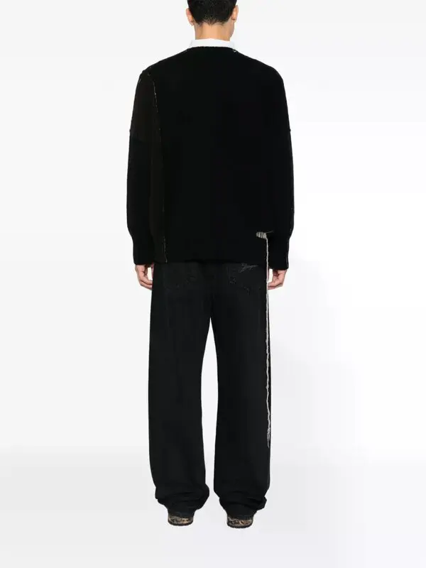 Isabel Benenato Distressed V-neck Sweater