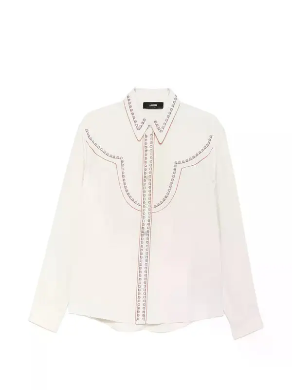 Amiri Eyelet-embellished Western Shirt - Neutrals
