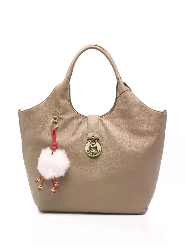 Moschino Pebbled Pompom-charm Tote Bag - Neutrals