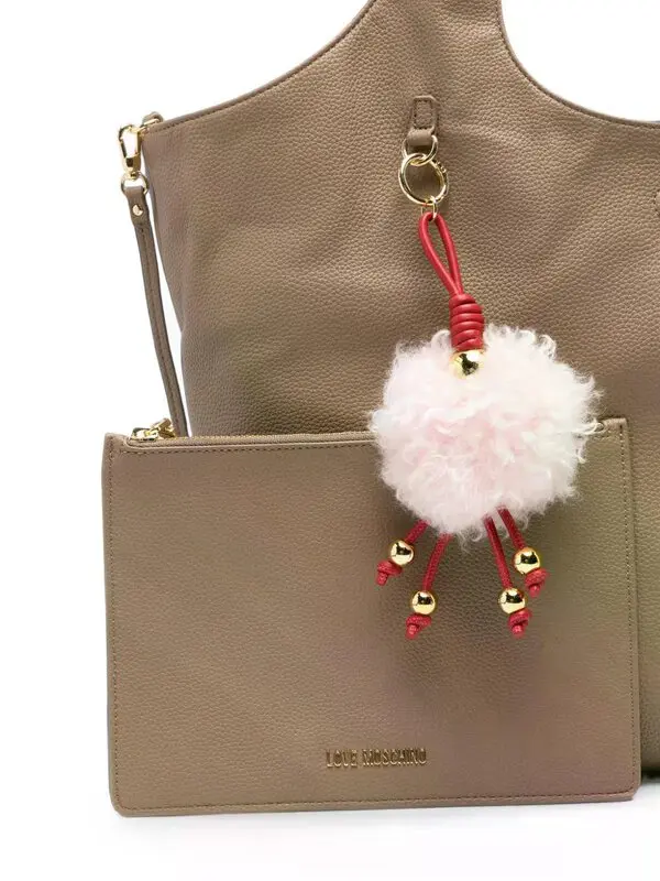 Moschino Pebbled Pompom-charm Tote Bag