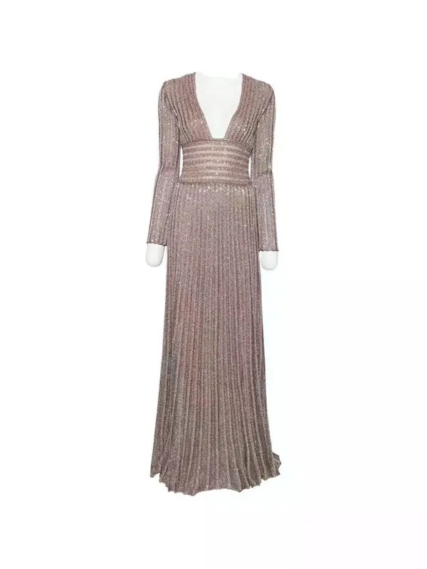 Missoni Sequin-embellished Pleated Maxi Dress - Brown