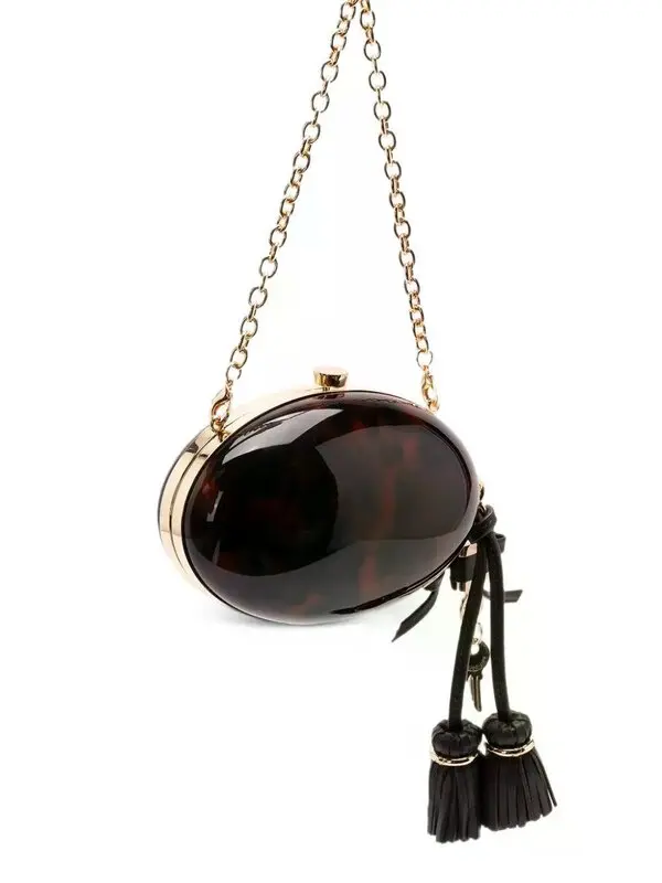 SELF-PORTRAIT Tortoiseshell-effect Clutch Bag - Brown