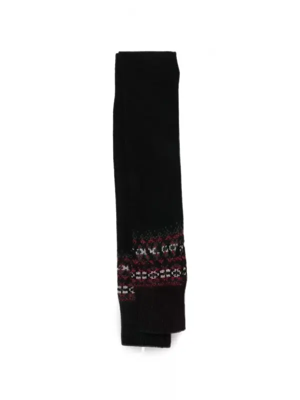 Yohji Yamamoto Fair Isle Knit Scarf - Black