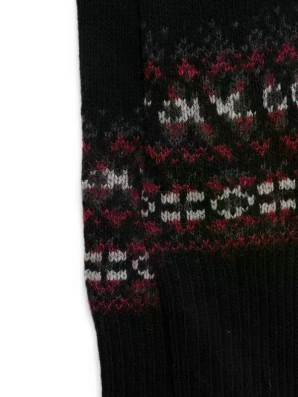 Yohji Yamamoto Fair Isle Knit Scarf - Black