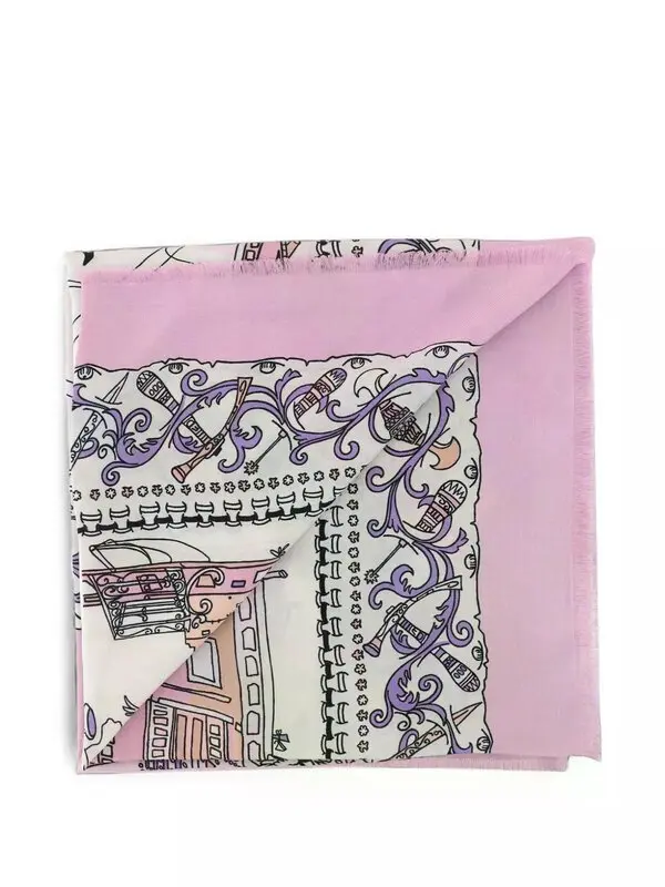 FERRAGAMO Patterned Frayed Scarf
