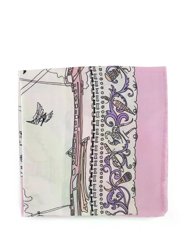 FERRAGAMO Patterned Frayed Scarf - Neutrals