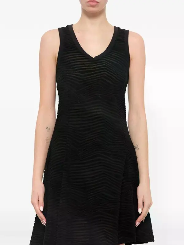 Neil Barrett Chevron-patterned V-neck Mini Dress