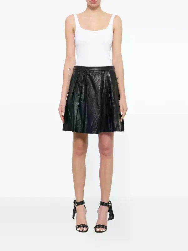 Neil Barrett Pleated Leather Mini Skirt