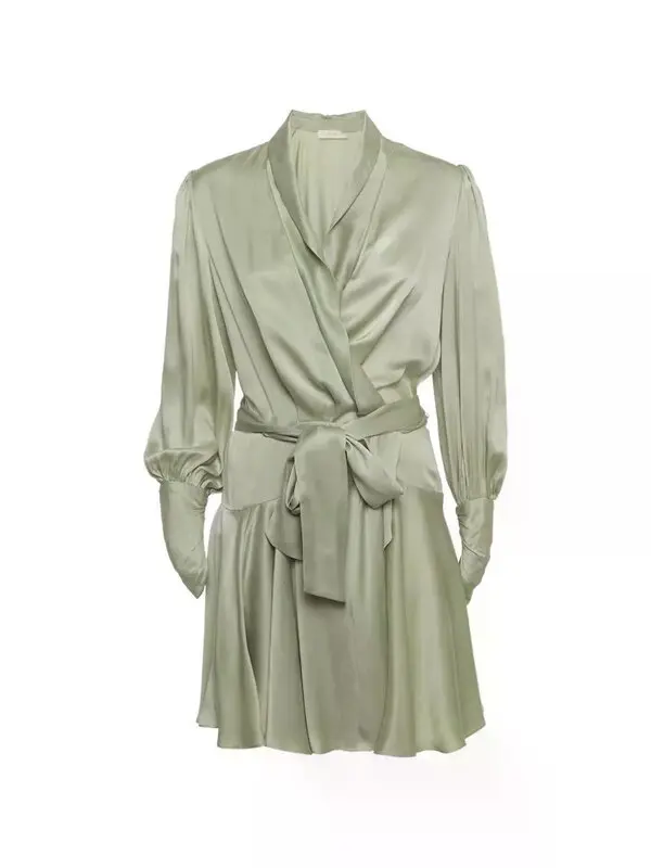 Zimmermann Wrap Long-sleeve Mini Dress - Green
