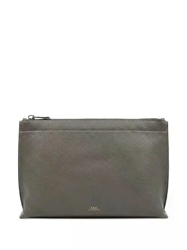 A.p.c. Leather Clutch Bag - Grey