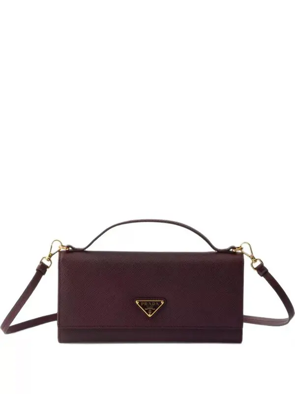 Prada Saffiano Leather Wallet With Shoulder Strap