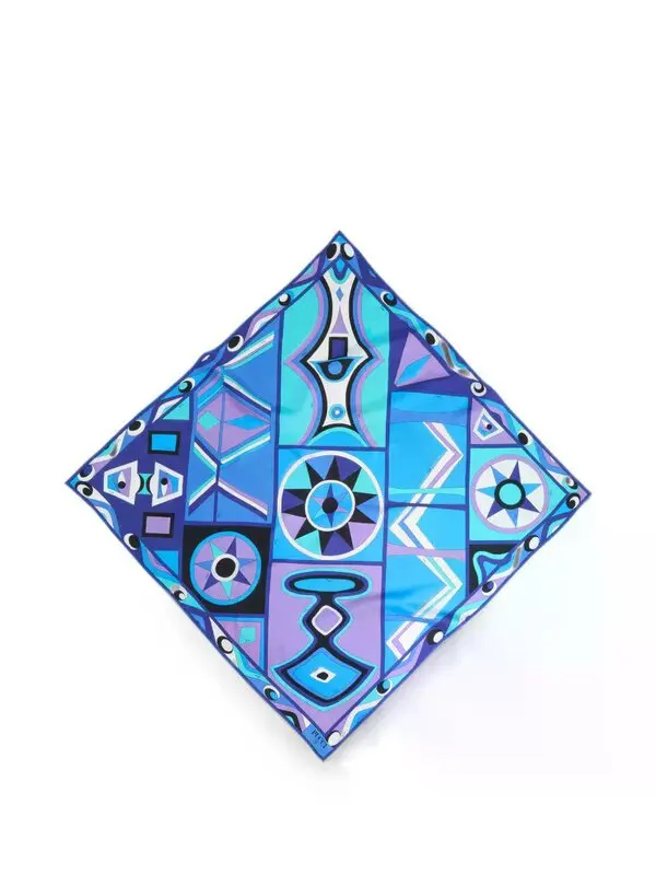 Emilio Pucci Bongo-print Silk Carre - Blue