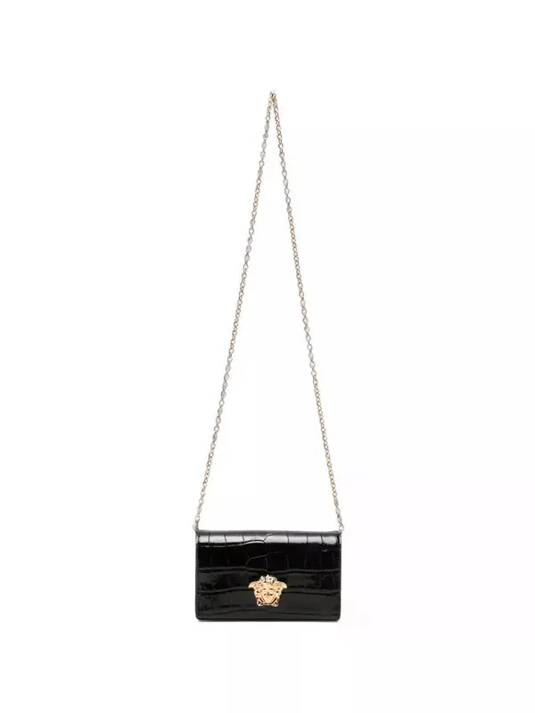 Versace Mini Medusa '95 Croc-effect Shoulder Bag - Black