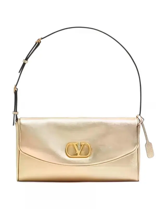 Valentino Garavani Vlogo Signature Leather Shoulder Bag - Gold