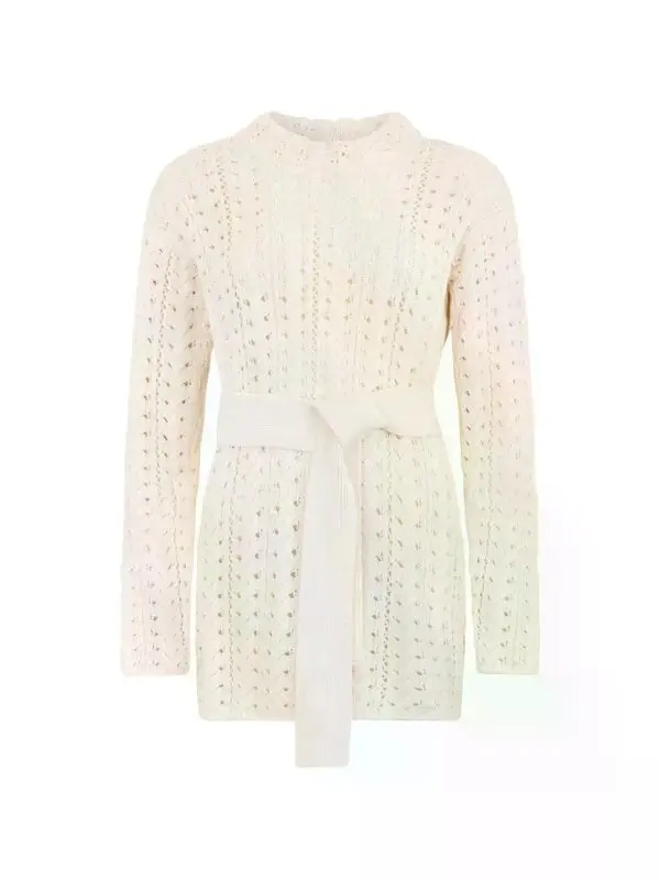 MOORER Cable-knit Belted Cardigan