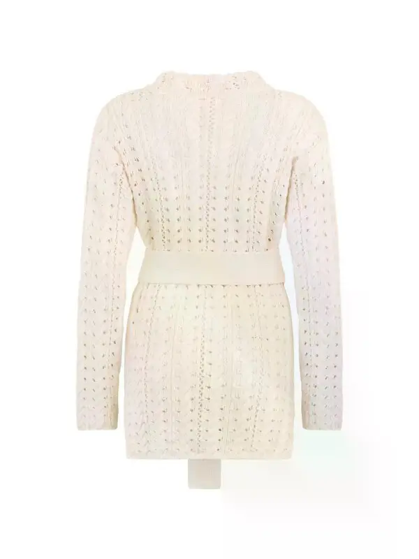 MOORER Cable-knit Belted Cardigan
