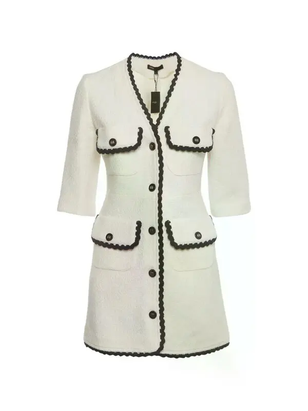 Maje Ritosio Contrast-trim Mini Dress - Neutrals