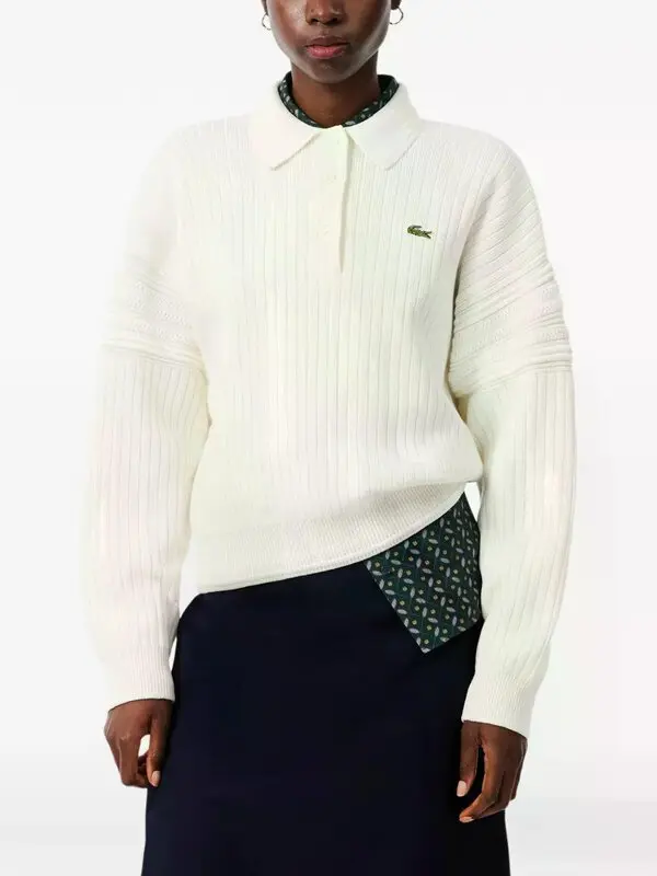 Lacoste Ribbed-knit Long-sleeve Polo Shirt