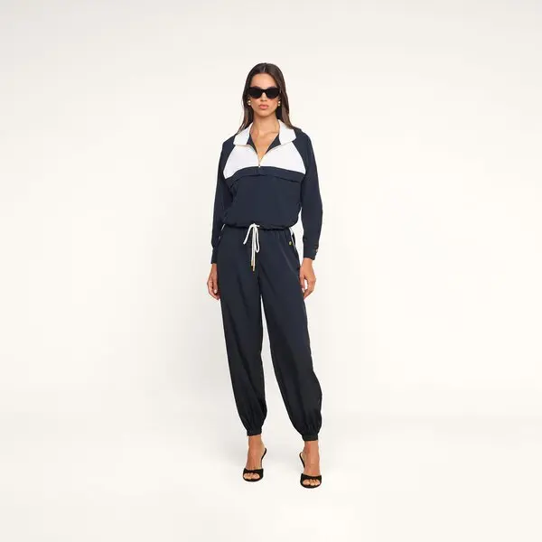L'Agence Vex Cropped Color-blocked Windbreaker - Black/white