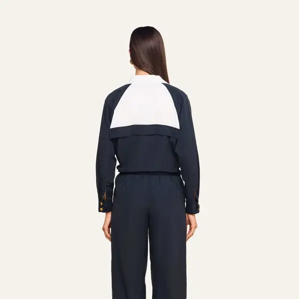 L'Agence Vex Cropped Color-blocked Windbreaker - Black/white