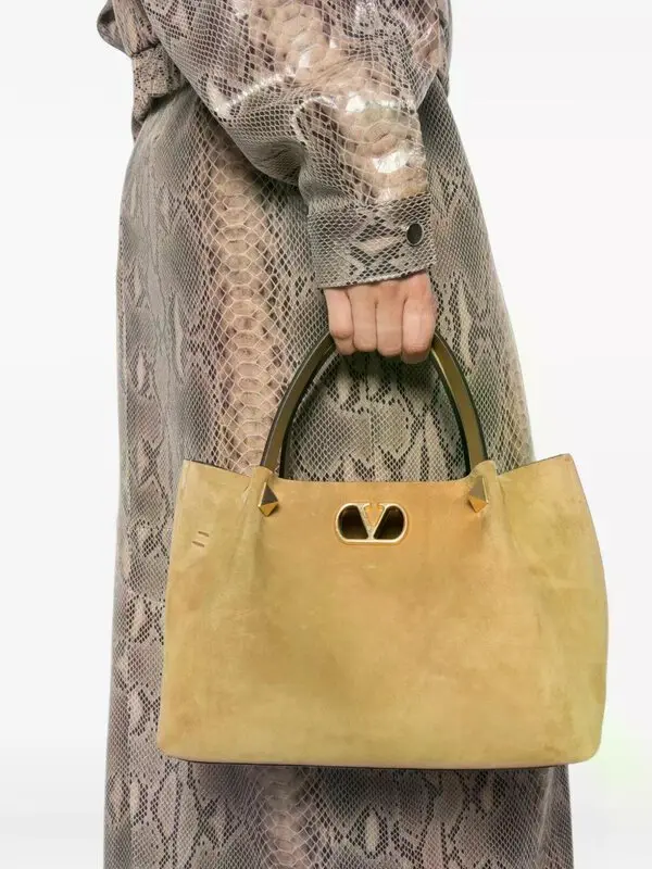 Valentino Garavani Vlogo Signature Suede Tote Bag - Neutrals