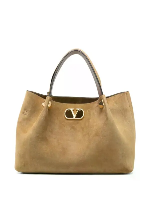 Valentino Garavani Vlogo Signature Suede Tote Bag - Neutrals