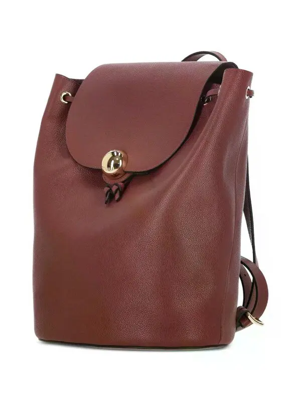 Furla Leather Backpack With Foldover Top And Drawstring Fastening