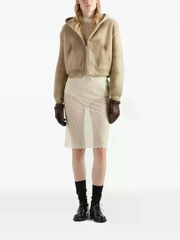 Prada Hooded Shearling Jacket - Neutrals