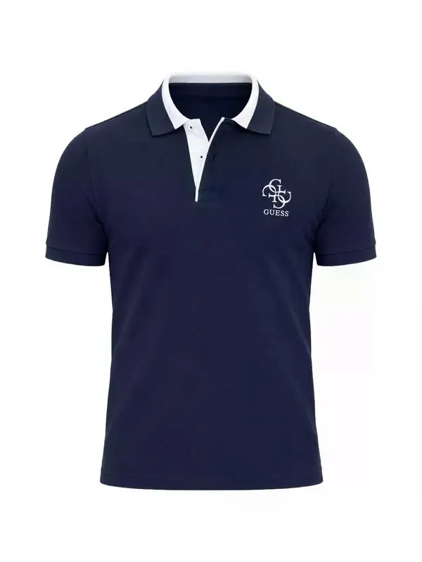 Guess Lyle Logo-embroidered Polo Shirt - Blue