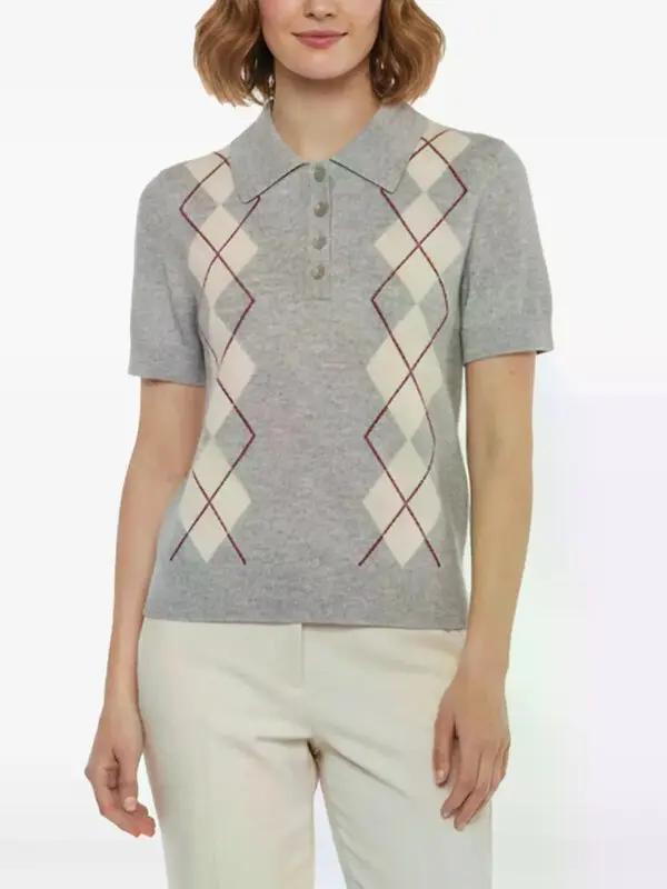 Sandro Argyle Short-sleeve Polo Shirt - Grey
