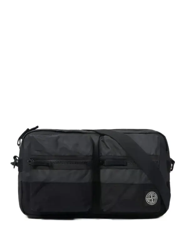 Stone Island Logo-patch Panelled Shoulder Bag - Black
