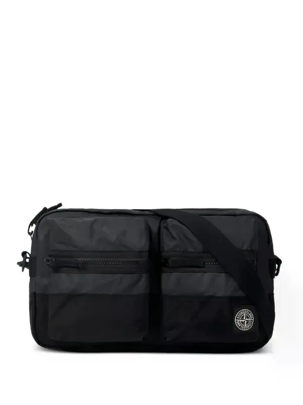 Stone Island Logo Patch Shoulder Bag - Black
