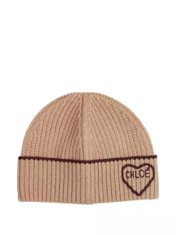 Chloé Ribbed Logo-embroidered Beanie - Neutrals