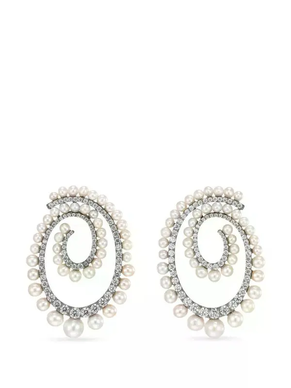 ANABELA CHAN Vortex Pearl And Diamond Earrings - Silver