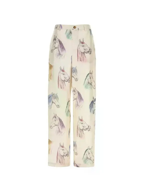 Moschino Horse Print Straight Leg Trousers