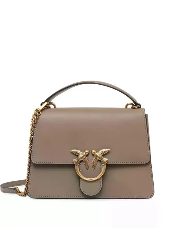 Pinko Love Birds Leather Shoulder Bag - Neutrals